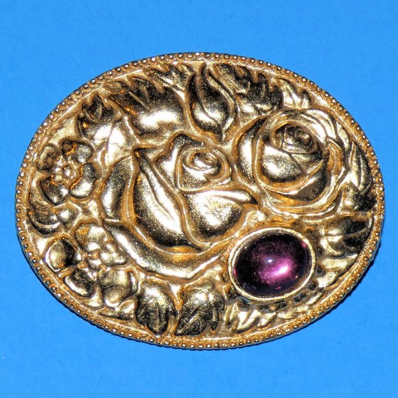 Jewelry | Vintage Rose Brooch Pin Flower Floral Amethyst Purple ...